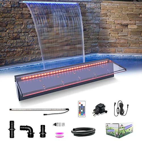 Cascade Falls Lighted Pond Pond Waterfall Cascade, Stainless Steel