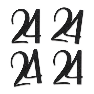Black Glitter 24 Cut-Out Numbers, 24th Birthday Party, Anniversary DIY ...