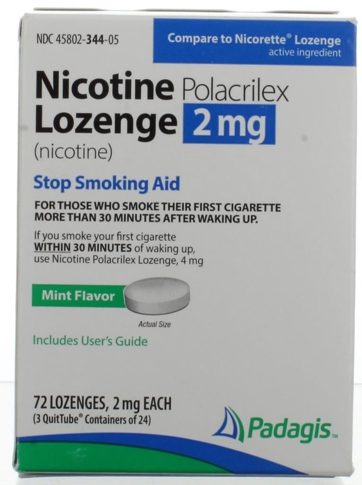 Padagis Nicotine Polacrilex Mini Lozenge 2MG 72 ct Mint Flavor Exp 04/ ...