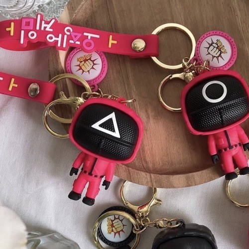 Triangle Guard Mask Squid Game Red Keychain Lanyard Backpack Purse ...