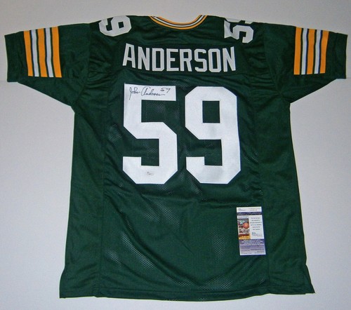 PACKERS John Anderson signed custom green jersey w/ #59 JSA COA AUTO ...