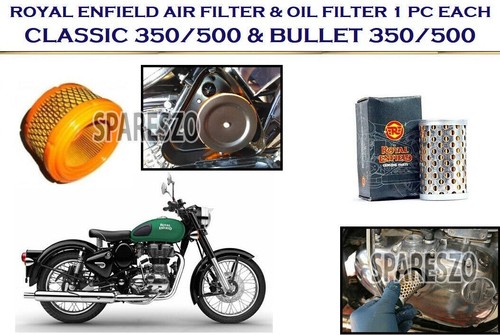 Royal Enfield "Oil Filter & Air Filter Pack of 1 Each Classic & Bullet ...