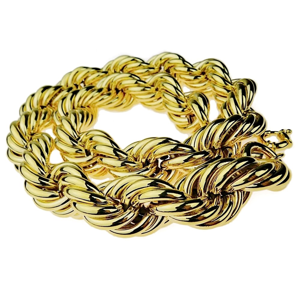 Mens 14k Gold Plated Huge Rope Hip Hop Chain 30MM x 30" Hollow Dookie ...