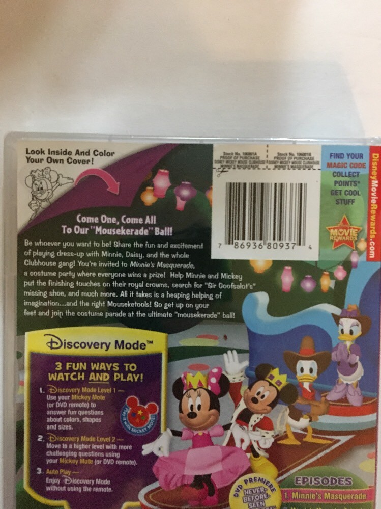 MICKEY MOUSE CLUBHOUSE:MINNIE'S MASQUERADE(DVD 2011)RARE VINTAGE-SHIP N ...