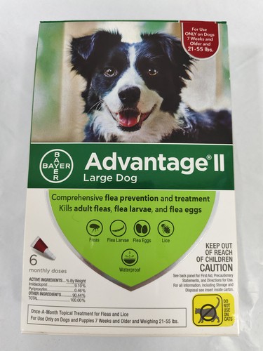 Advantage II For Large Dog 21-55lbs，topical flea prevention,6 Pack，lice ...