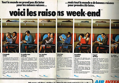 PUBLICITE ADVERTISING 074 1976 AIR INTER compagnie aérienne ( 2 pages ...