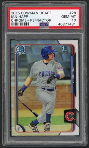 2015 Bowman Chrome Draft Ian Happ Chicago Cubs RC #28 PSA 10 GEM MINT ...