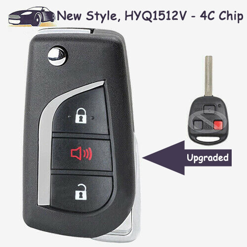 Upgraded Flip Remote Key Fob 3 Button HYQ1512V 4C Chip for 1998-2002 ...