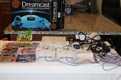Sega Dreamcast Console BUNDLE 6 games and 2 controllers 3 Memory Cards ...