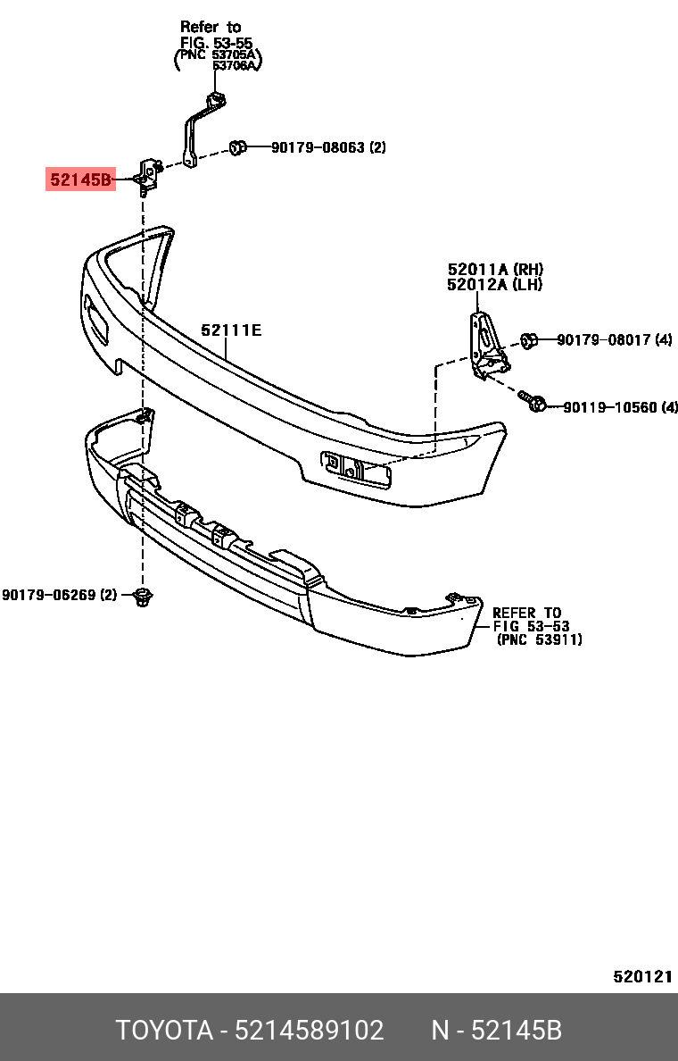 Original bracket, front bumper side mounting, 5214589102 for TOYOTA ...