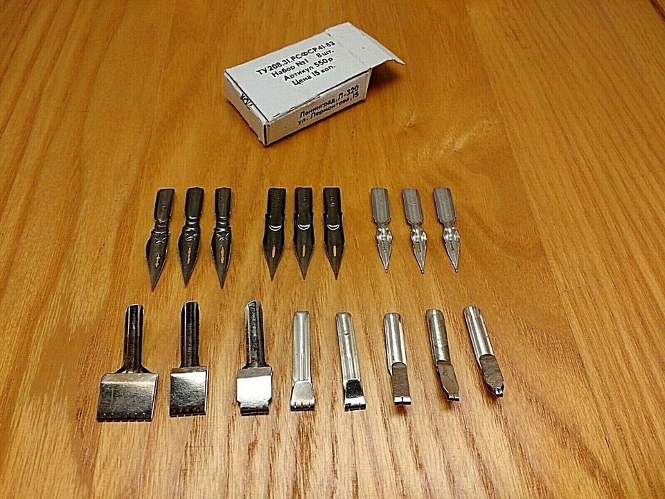 USSR Poster Nibs Set 8 pcs + 9 Calligraphy Nibs Pen Lettering Ink Tool ...
