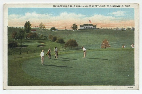 OH ~ Golfers & Caddies on Golf Course STEUBENVILLE Ohio c1920 Jefferson ...