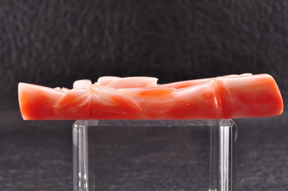 Japanese traditional craft,Vintage Hand Carved Angel Skin Coral Bamboo ...