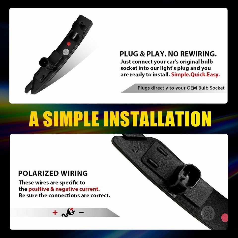 Left & Right LED Side Marker Lights For Ford Mustang 2024 2025 Rear ...