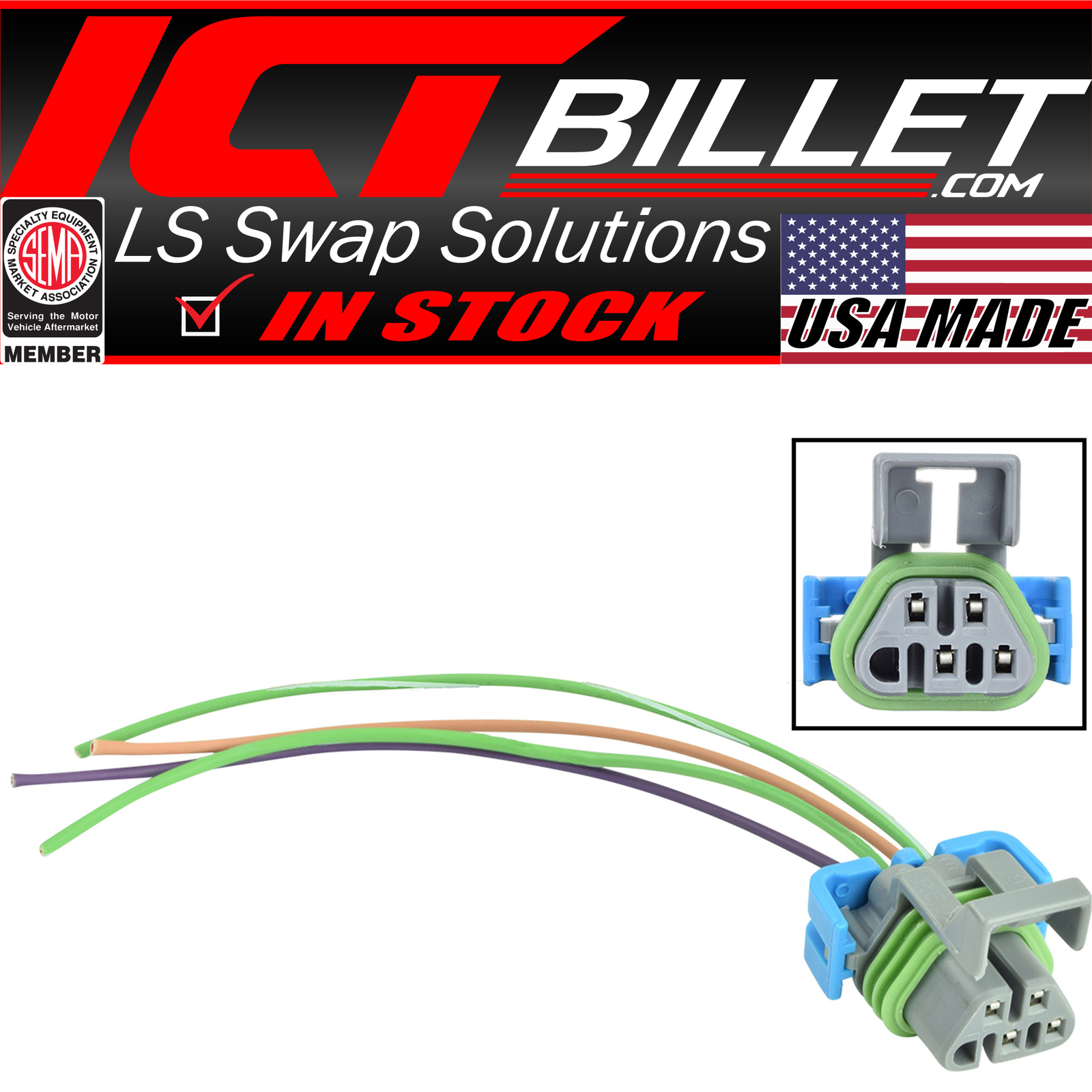 GM LS O2 Oxygen Sensor Trapezoid Female Wire Connector Plug Harness ...