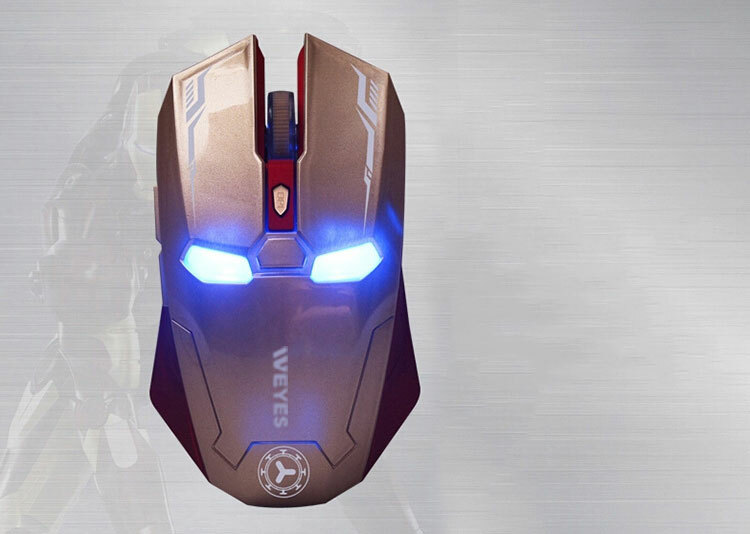 Iron Man Mouse Wireless Mouse Gaming Mouse gamer computer mice（Golden ...