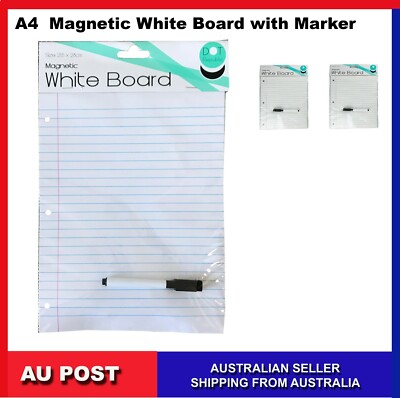 A4 Fridge Magnetic Whiteboard + Board Pen Marker Eraser Memo Reminder ...