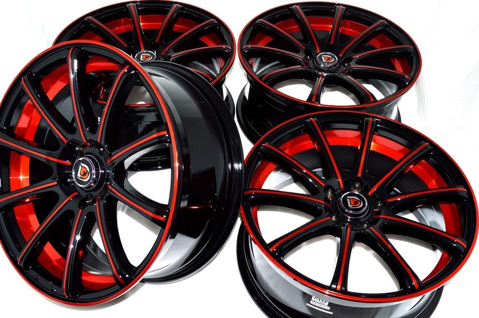 19" DDR Elite Black Red Rims Wheels 5x112 38mm Offset | 19x8.5 | Set of ...