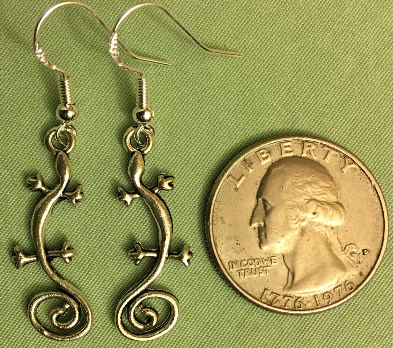 GECKO EARRINGS - Pewter with Sterling Silver Ear Wires LIZARD SKINK | eBay