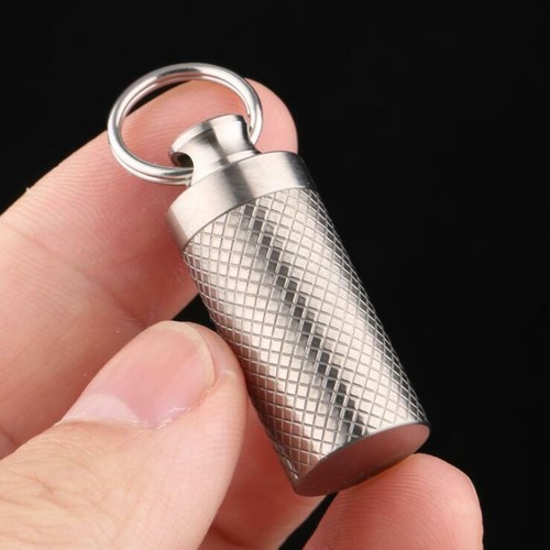 EDC TC4 Titanium Portable Keychain Pill Capsula Case Outdoor Survival ...