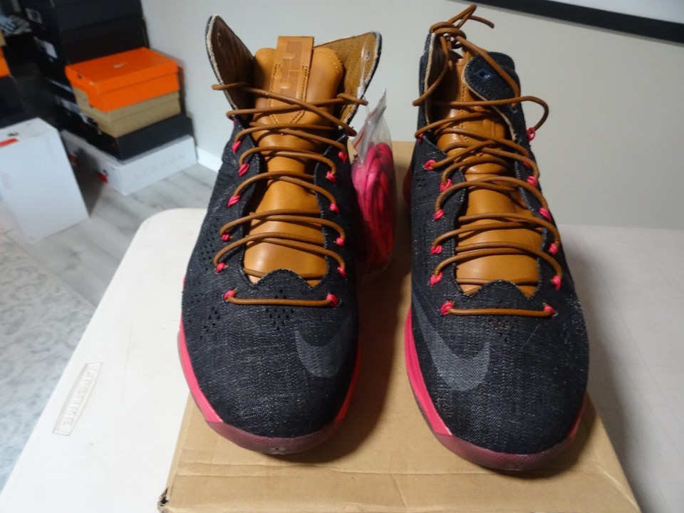 NEW Nike LeBron X Denim 10 EXT QS Midnight Navy Fireberry SZ 10 MENS ...