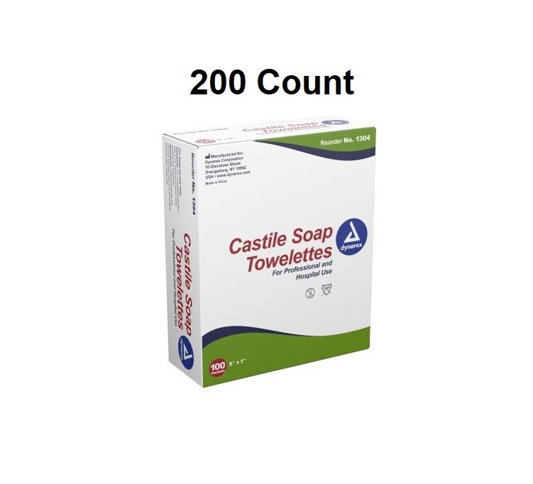 Lot of 200 - Personal Castile Soap Towelette 5" x 7" Individually ...