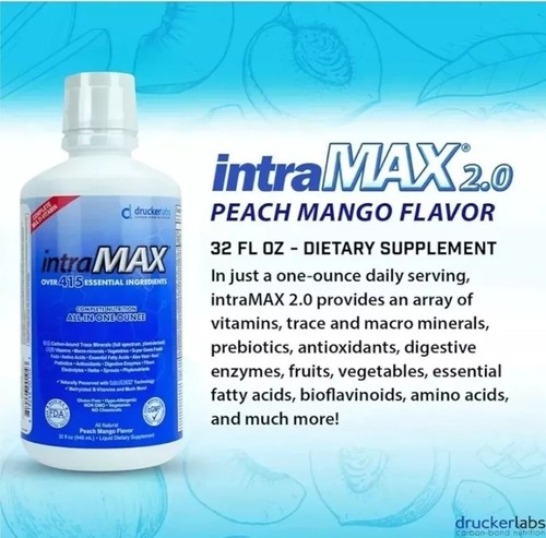 DruckerLabs intraMAX 2.0 32oz Peach Mango Liquid Vitamin Mineral ...