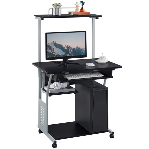 Rolling Computer Desk w/ Printer Shelf Laptop Writing Study Table Home ...