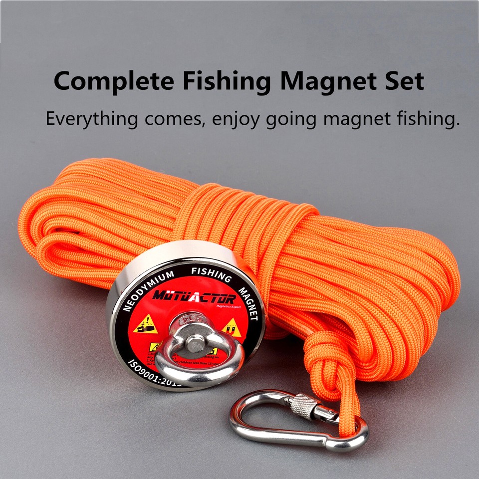 Strong Fishing Magnet Kit 400lb N52 Magnetic Metal Treasure Hunt 20M ...