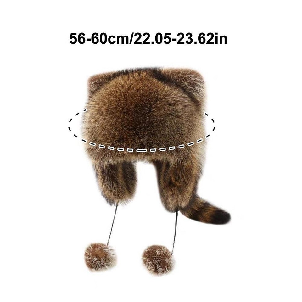 Winter Thickened Lei Feng Hat Co mmute Windproof Raccoon Hat Tail Plush ...