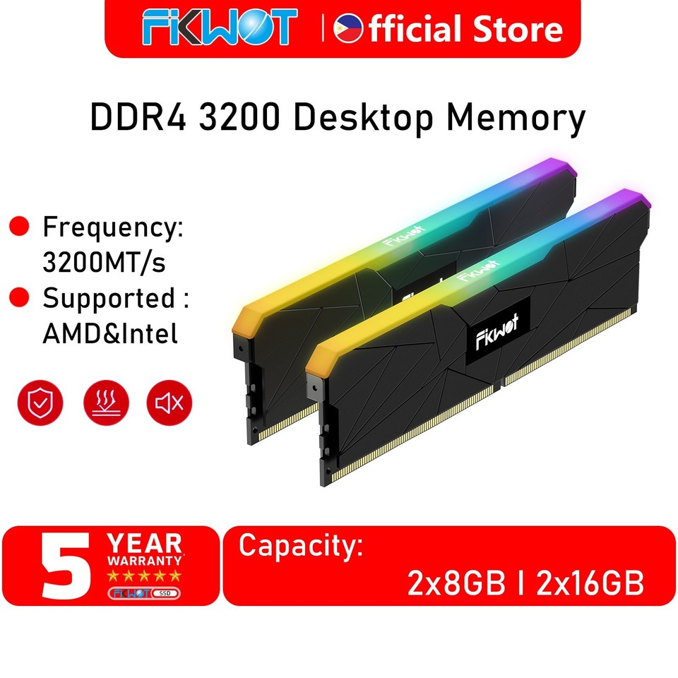 Fikwot UD11 RGB DDR4 RAM 32GB 16GB 288-Pin 3200 MT/S Desktop Memory ...