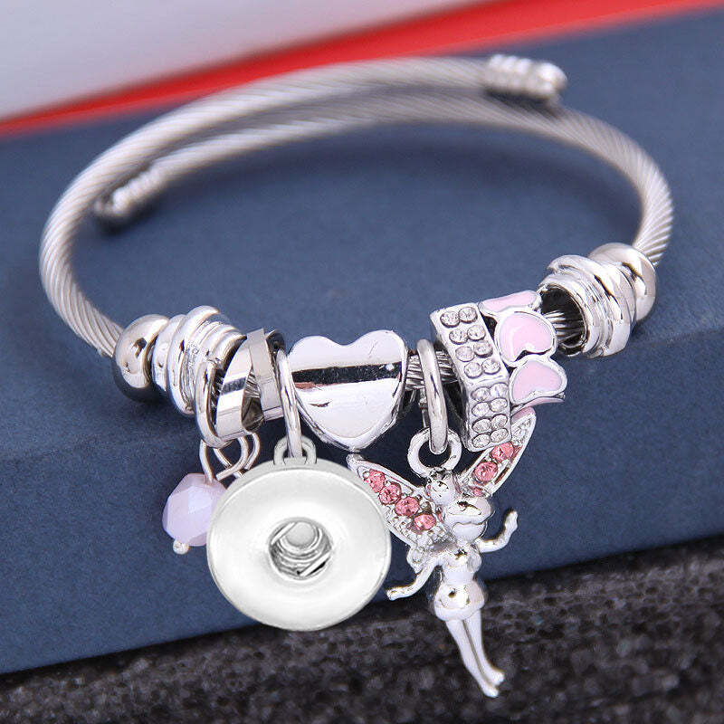 Stainless Steel Cable Charm Snap Bracelet fits 18/20MM Snaps | eBay