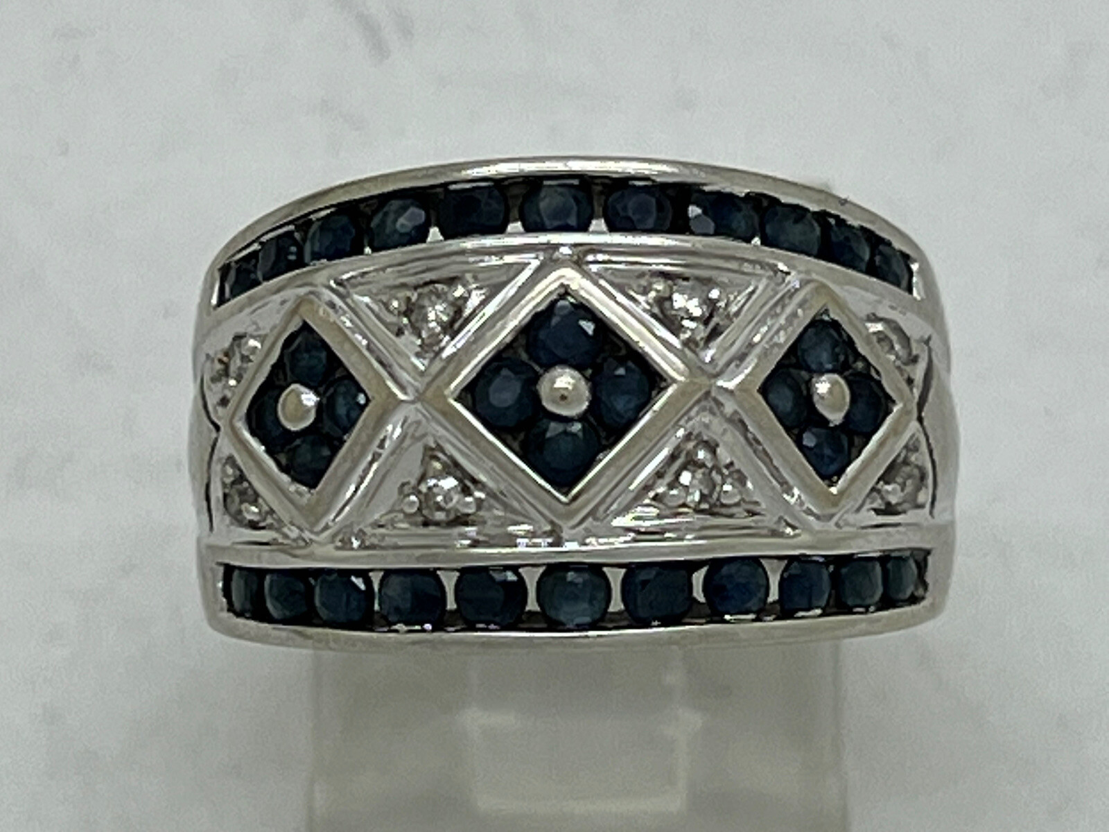 Alwand Vahan AV 14k White Gold Sapphire & Diamond Band Ring Sz 7.25 7 ...