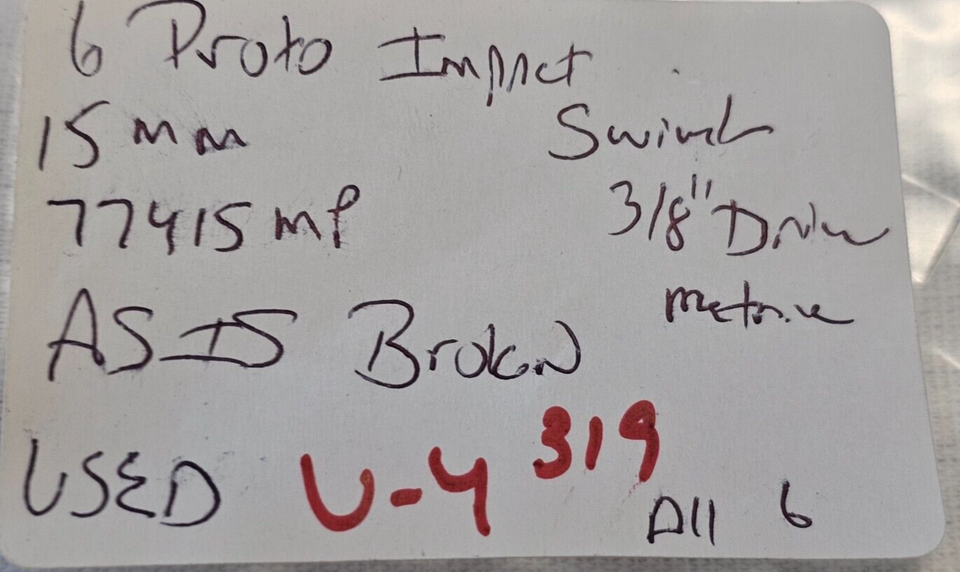 6 Proto Professional Impact Metric Swivel Socket Set 3/8" Drive 15mm ...