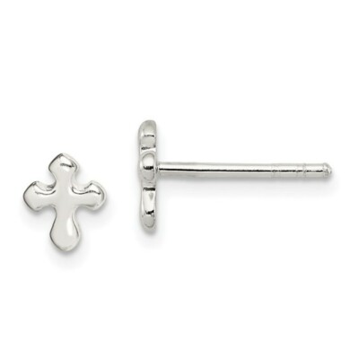 Sterling Silver Mini Cross Earrings | eBay