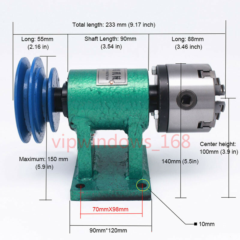 Lathe Spindle&Tailstock w/ 4-jaw 80mm Chuck for Woodworking Jade Iron ...