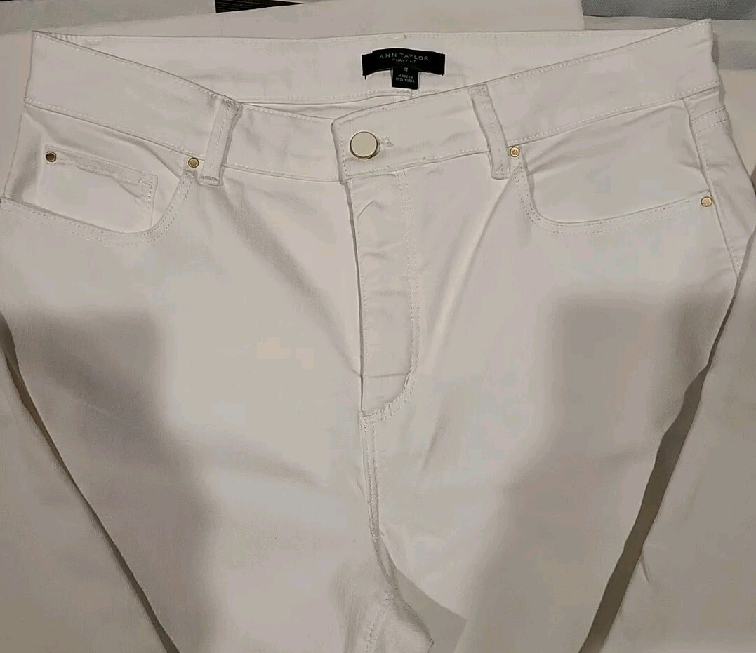 Ann Taylor Womens White Jeans Size 12 RN 77379 607850 The Slim Boot ...