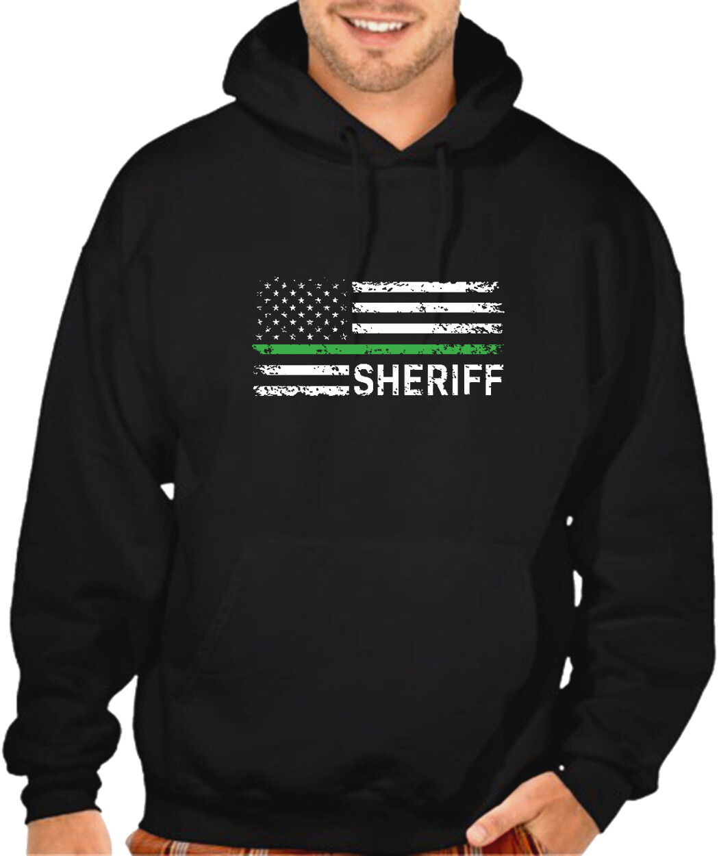 Men's Sheriff USA Flag Black Hoodie Sweater American US Police K-9 Army ...