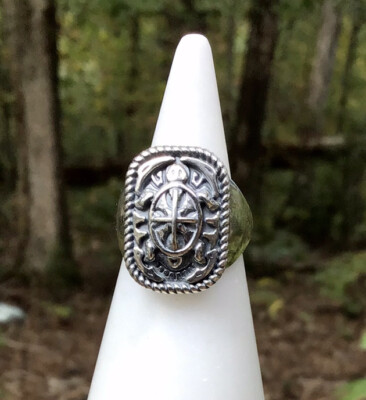 American West Sterling Silver Turtle Design Inspirational Signet Ring ...