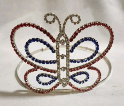BUTTERFLY AMERICA Rhinestone Tiara Crown Beauty Pageant Fashion ...