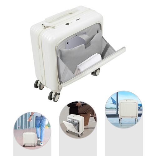 18" front Open Multi-function Suitcase Password Suitcase W/ USB Port ...
