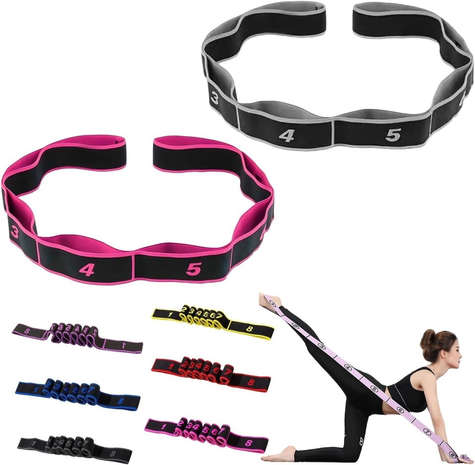 4 Color Fitness Resistance Band 8 Loops, for Stretching & Yoga Exercise ...