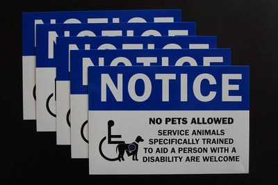 (5 Pack) No Pets Allowed Service Dog Only Stickers Vinyl Decal Sign 6 ...