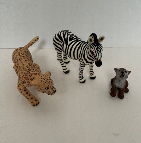 LOT of 3 Safari Ltd Animals Leopard Zebra Wolf Cub 2007 & 2008 ...