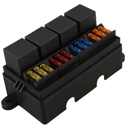 12 Way 12V Auto Car Power Distribution Blade Fuse Holder 4-relay Box ...