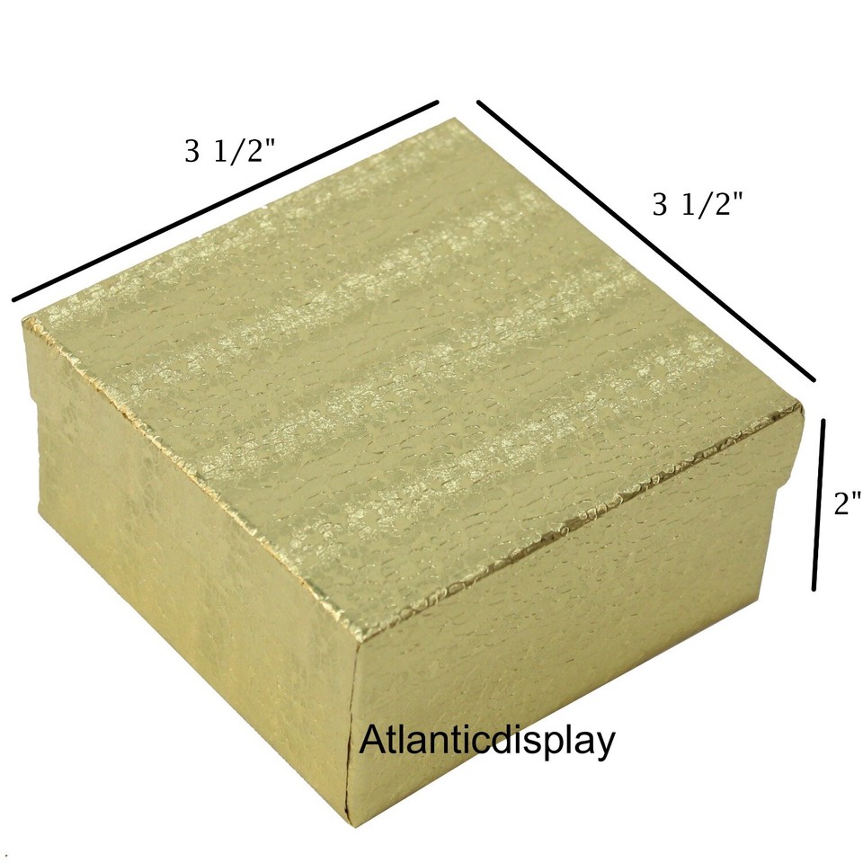 Gold Color Cotton Filled Gift Boxes Jewelry Cardboard Box Lots of 5~20 ...