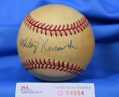 Whitey Kurowski Jsa Coa Hand Signed Macphail American League Autograph ...
