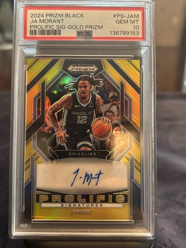 2024-25 Panini Prizm Black - Prolific Signatures Ja Morant #PS-JAM Gold ...