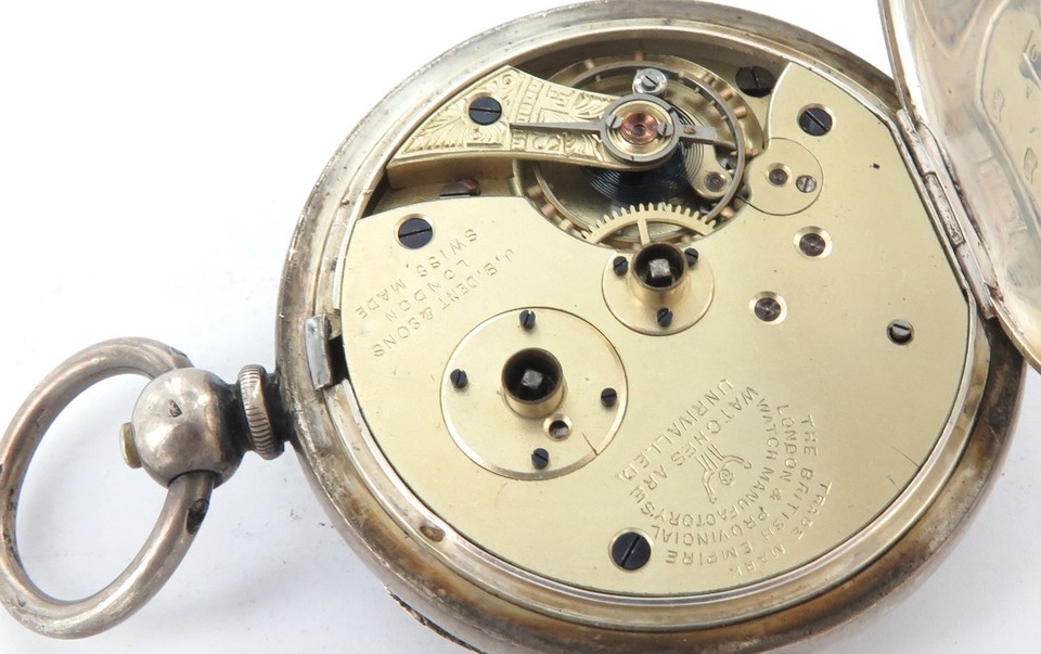 NICE / Late 1800s J B Dent, London .935 Swiss Silver Key Wind Pocket ...