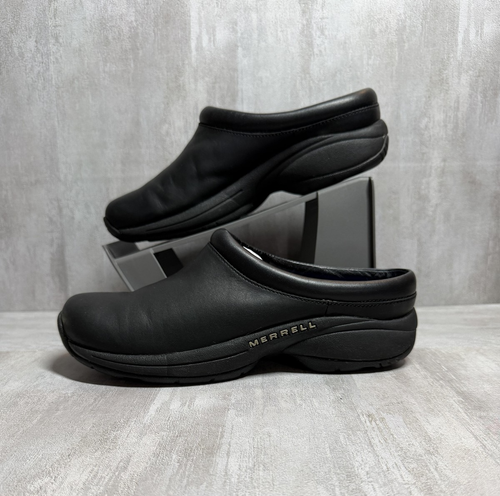 Merrell Shoes Womens Size 9.5 Black Leather Jungle Primo Slip On Clog ...